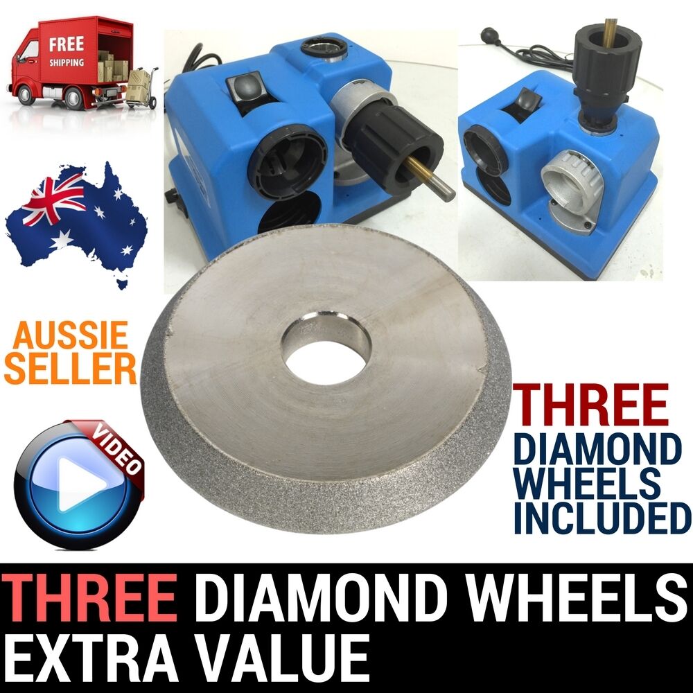 W 3XWHEELS ELECTRIC PRO DRILL BIT SHARPENER SHARPENING TOOL DOCTOR GRI
