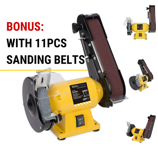 **150mm Bench Grinder Linisher Sanding Grinding Wheel Belt Sander with ...