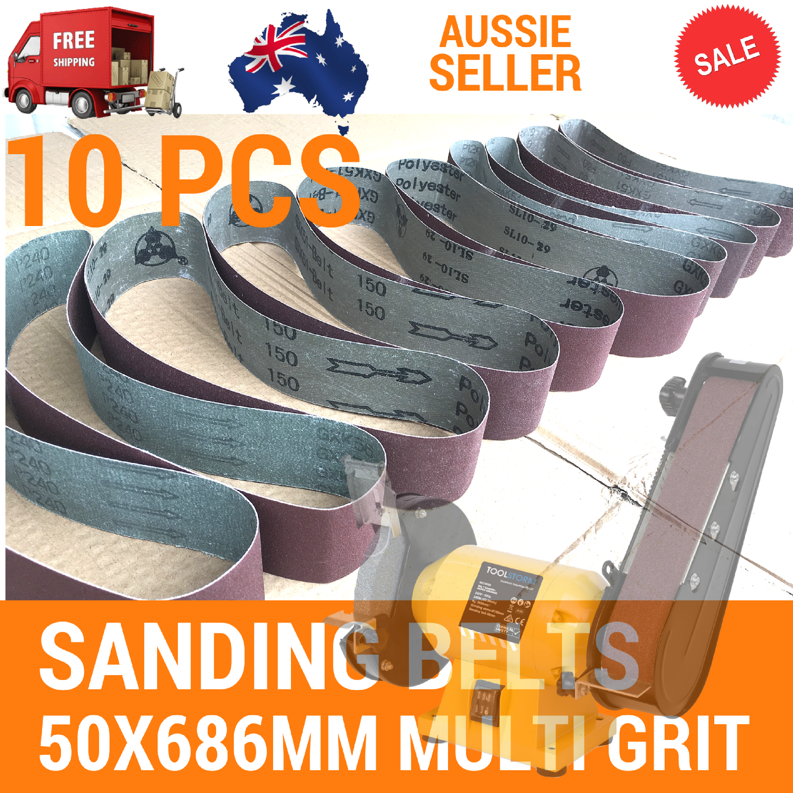 10X Sanding Belts 50x686mm Fit ALDI FERREX WORKZONE FBGS240E1 BENCH GR ...