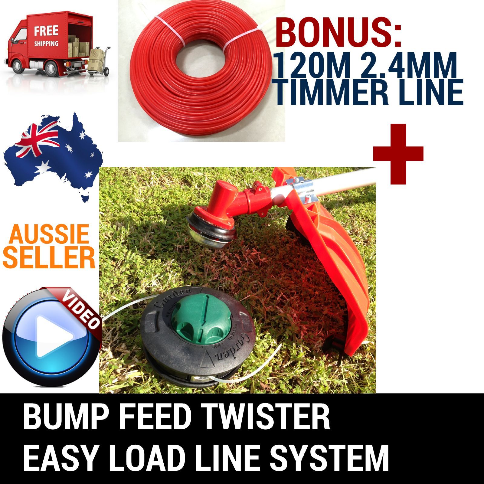 WITH 120M LINE TWISTER BUMP FEED LINE TRIMMER HEAD WHIPPER SNIPPER BRU ...