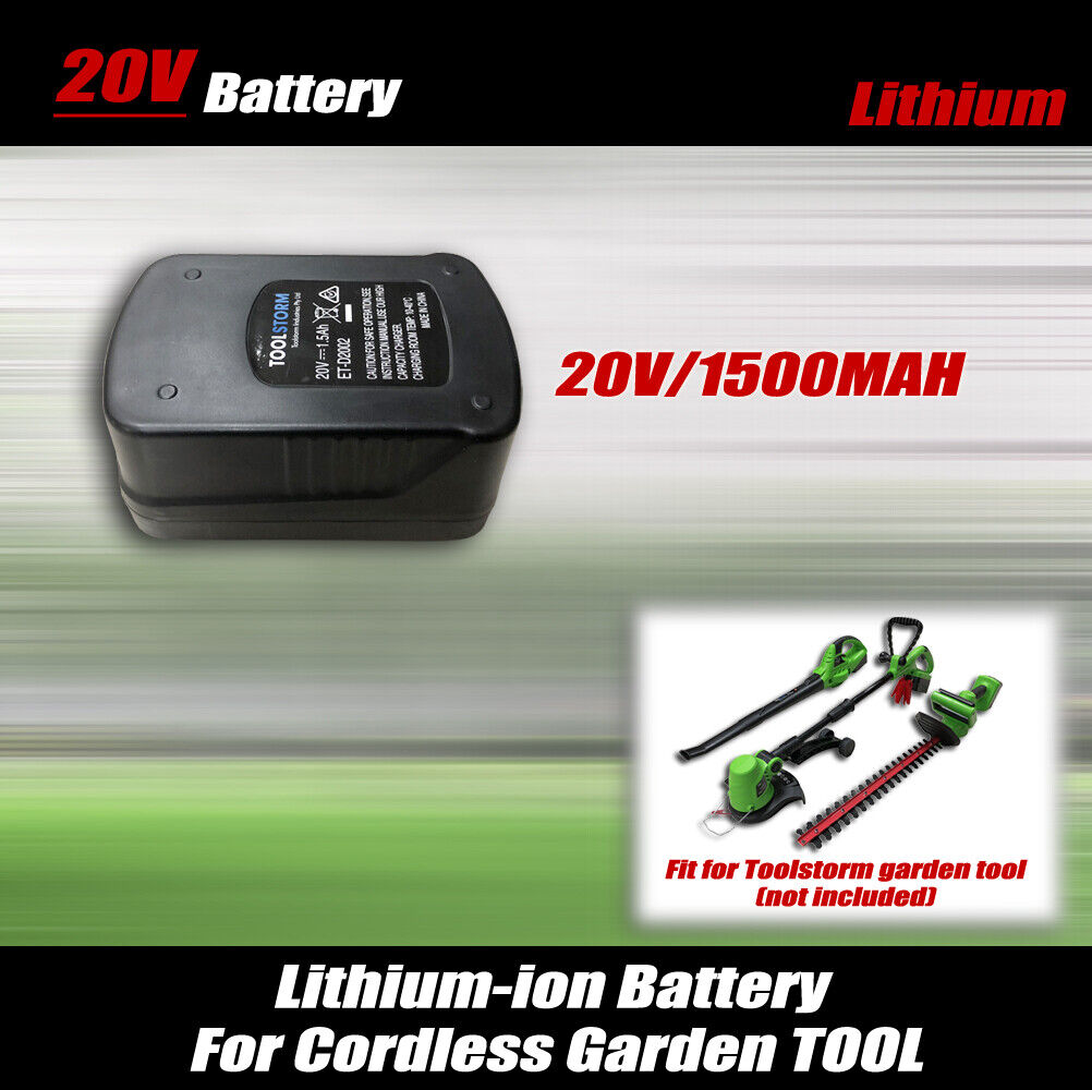 Lithium ion Battery Only 20V 1.5Ah For TOOLSTORM Leaf Blower,Grass,Hed