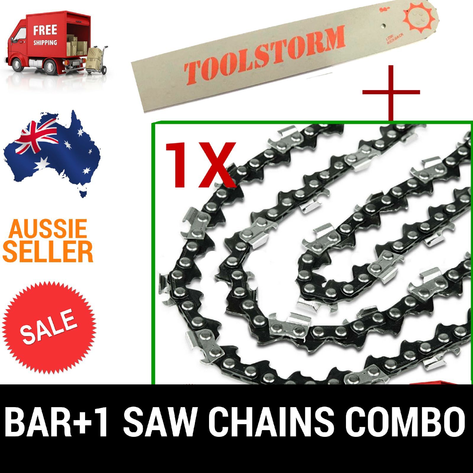 10" BAR & 1 CHAINS COMBO Fit ALDI FERREX 25CC 705552 PETROL CHAINSAW C ...